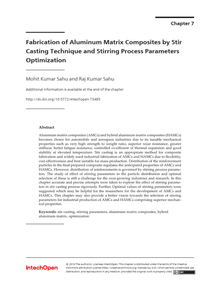 fabrication of amc by stir casting technique and stirring process parameters optimization | PDF ...