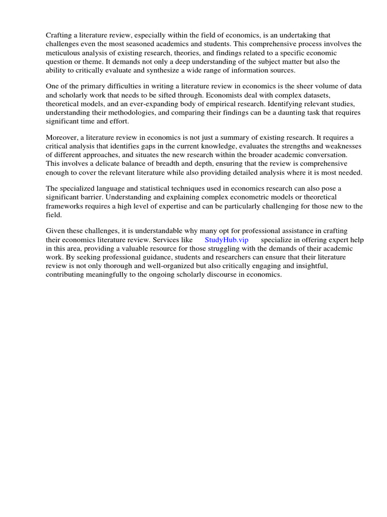 Economics Literature Review Example | PDF Economics Literature Review Example | PDF