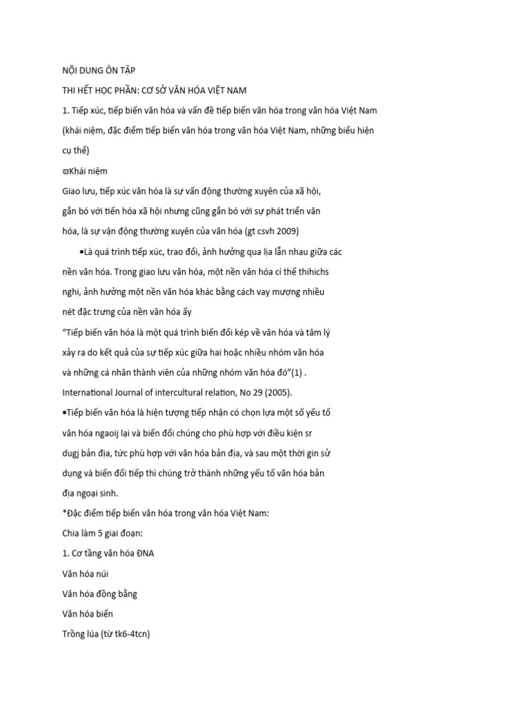 NỘI DUNG ÔN TẬP CSVH | PDF