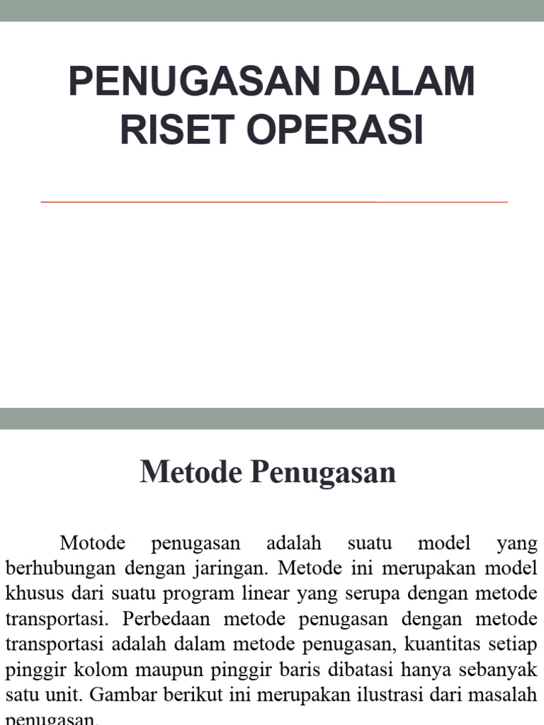 Penugasan Dalam Riset Operasi | PDF | Metode & Bahan Ajar | Komputer