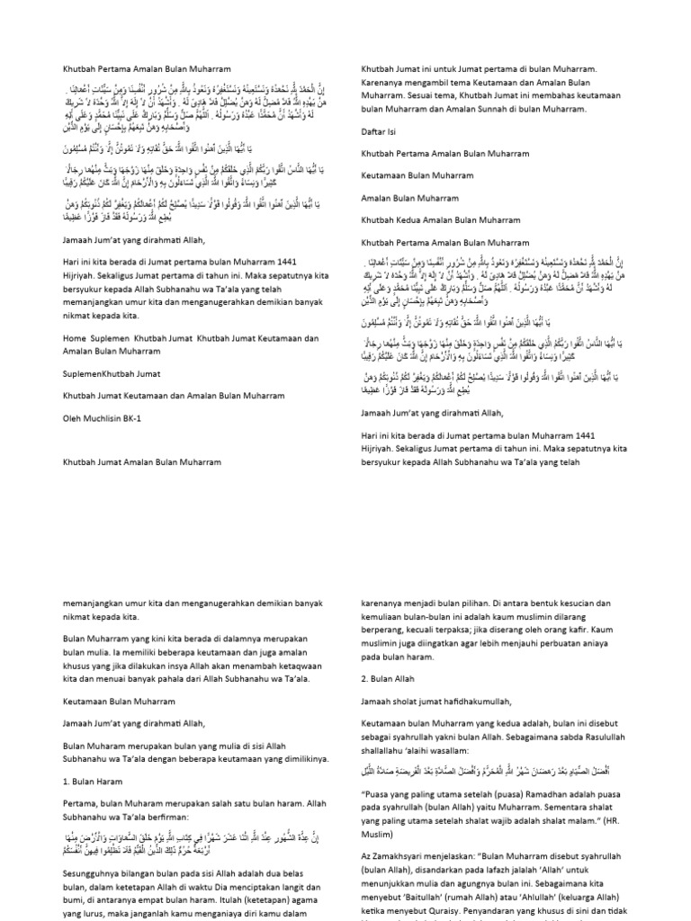 Khutbah Amalan Bulan Muharram | PDF