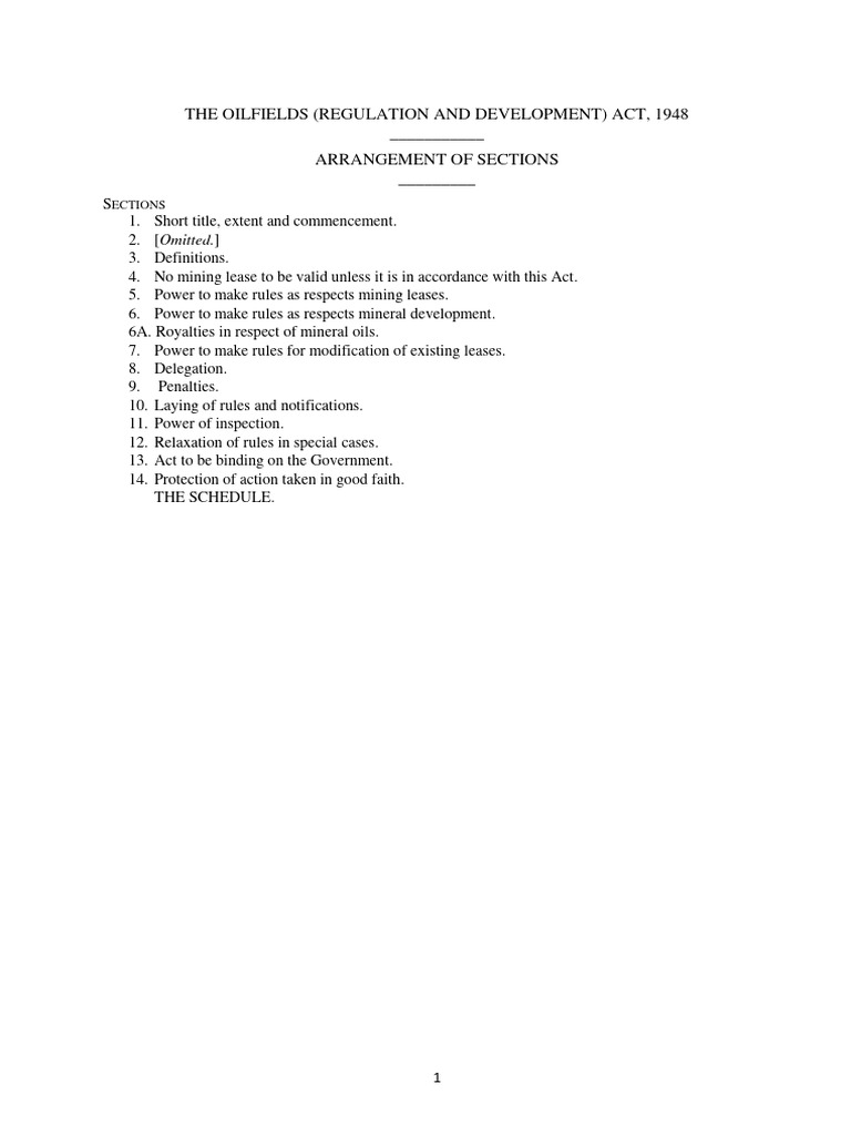 The Oilfields (Regulation and Development) Act, 1948 | PDF | Lease ...
