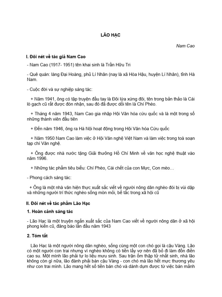 Lão H C: Nam Cao | PDF