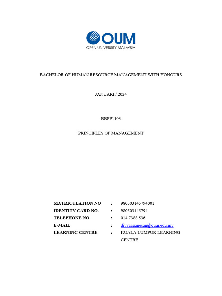 Assignment Template - Eng & BM - January 2024 | PDF