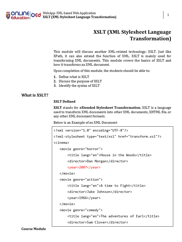 Understanding XSLT Basics and Syntax | PDF | Xslt | Xml Schema