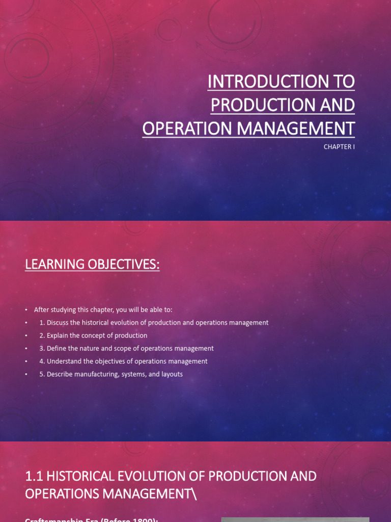 Chapter I INTRODUCTION TO PRODUCTION AND OPERATION MANAGEMENT | PDF ... Chapter I INTRODUCTION TO PRODUCTION AND OPERATION MANAGEMENT | PDF ...