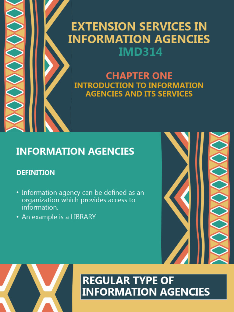 Chapter 1 - Intro To Information Agencies and Its Services | PDF ...