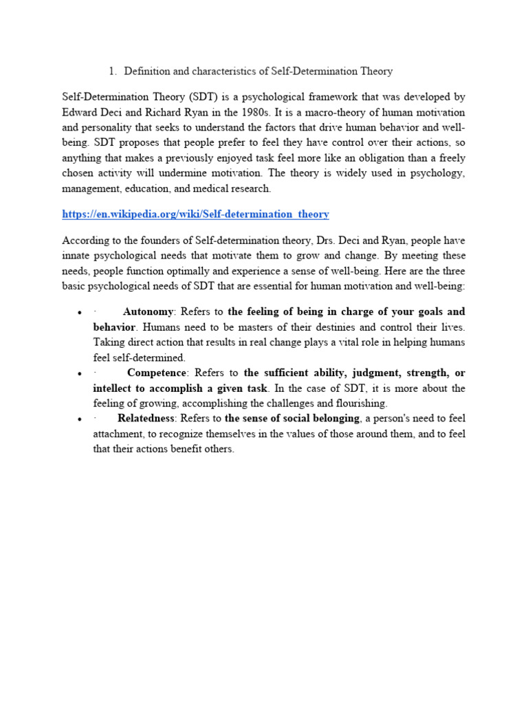 Self-Determination Theory - Ver1 | PDF | Motivation | Motivational