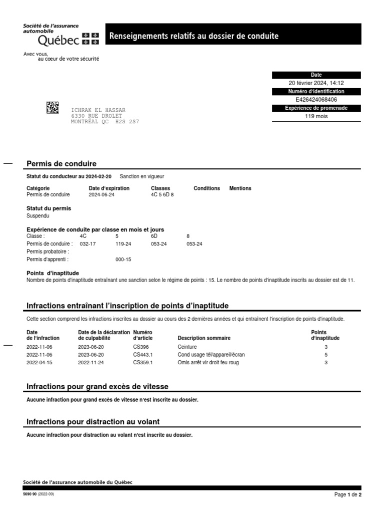 Renseignements Relatifs Au Dossier de Conduite | PDF