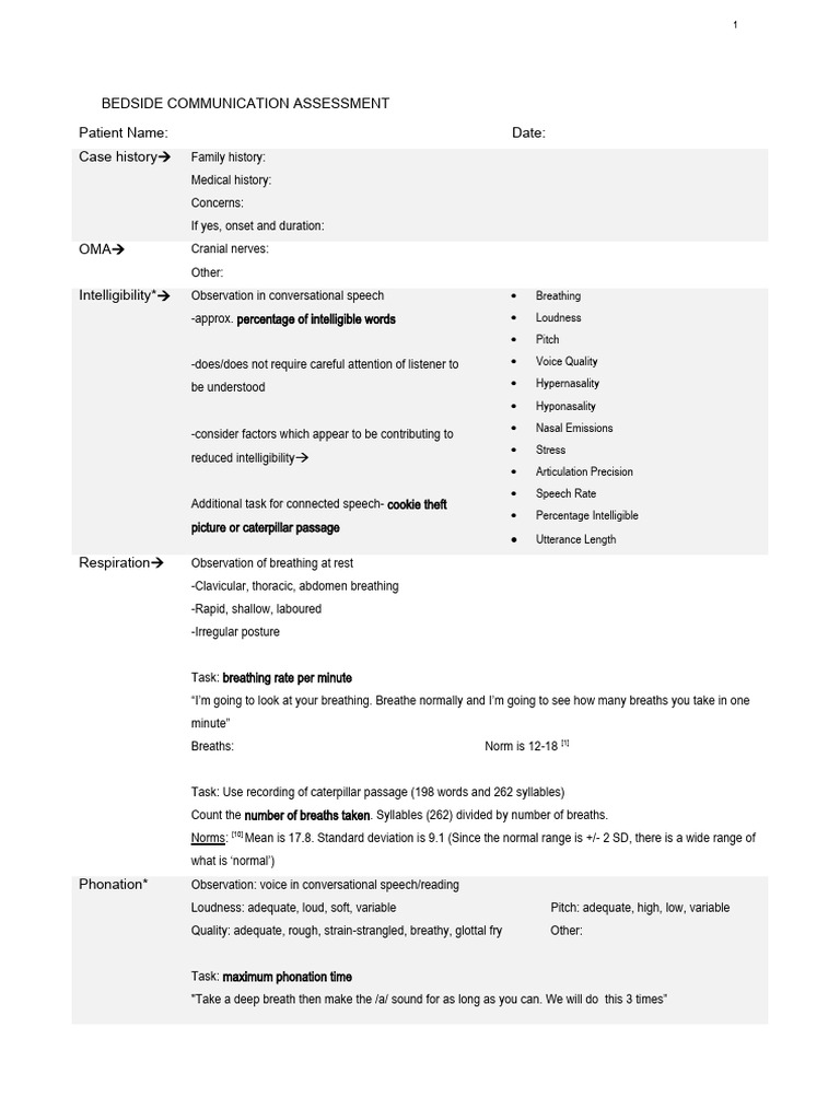 Bedside Screening Tool Template | PDF