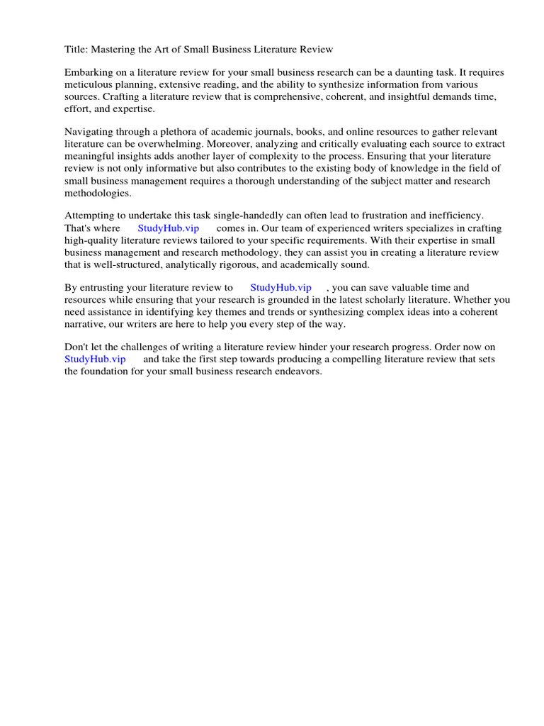 Small Business Literature Review | PDF | Essays | Literature Review