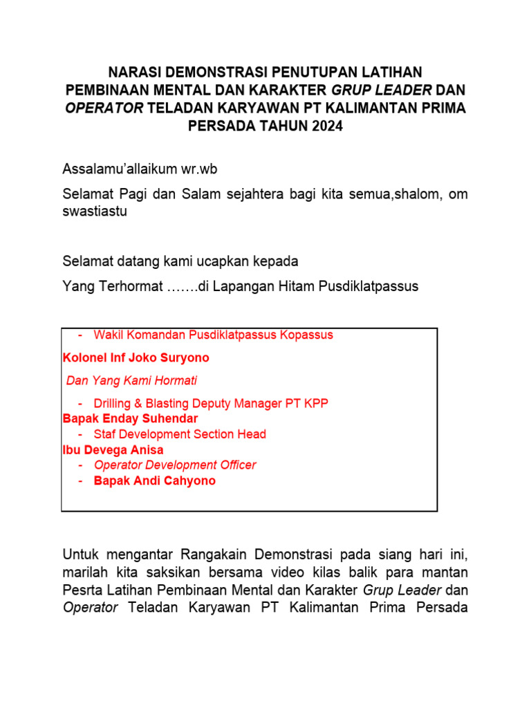 Narasi Demontrasi PT KPP 2024 | PDF