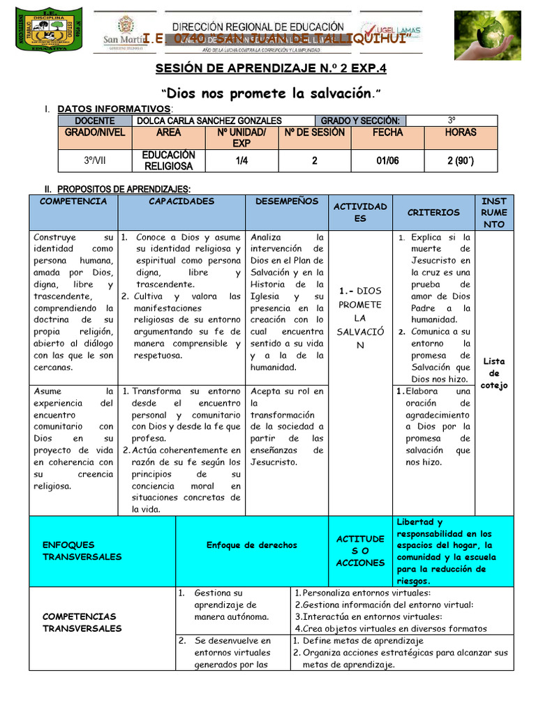 ACT. 2 EXP. 4 ED. RELIG. 3º DIOS PROMETE LA SALVACION. | PDF