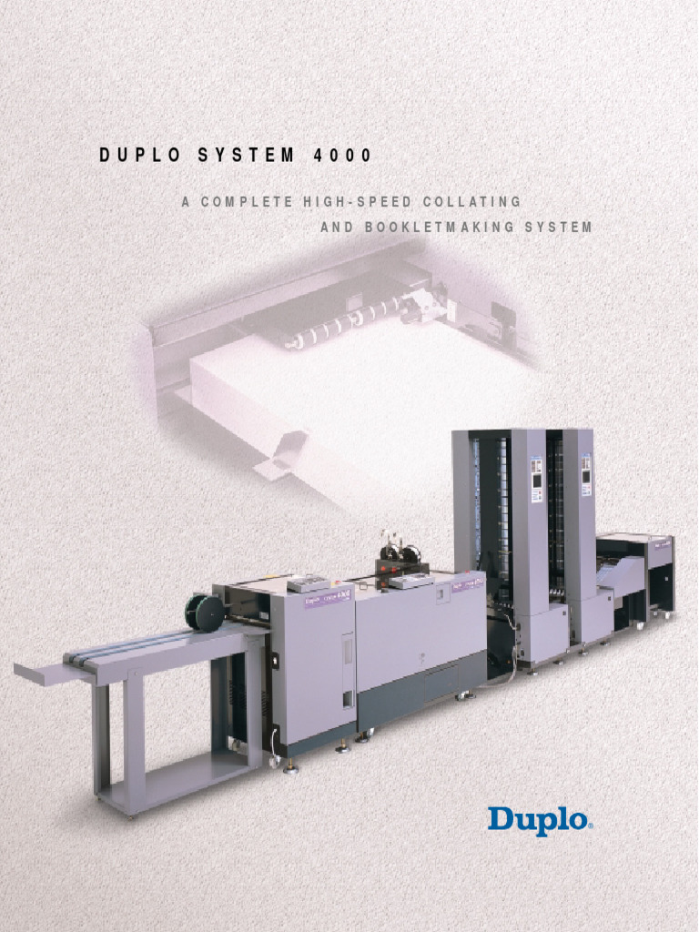 Best Graphics Group Duplo System 4000 | PDF | Touchscreen | Paper