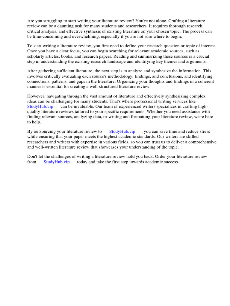 How To Start Writing Literature Review | PDF | Literature Review ...