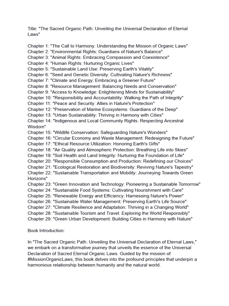 The Sacred Organic Path - Unveiling Universal Declaration of E | PDF ...