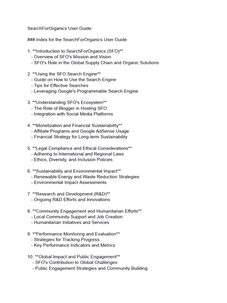 SFO - User Guide | PDF | Sustainability | Performance Indicator
