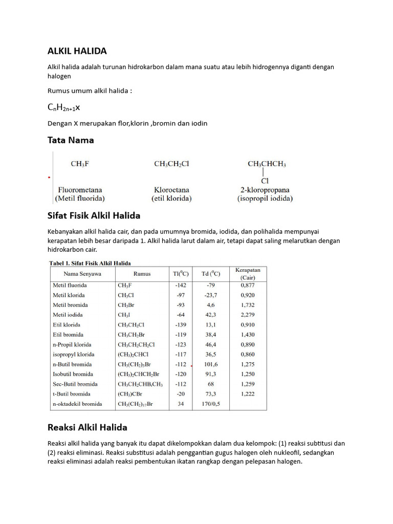 Alkil Halida: Sifat dan Reaksi | PDF