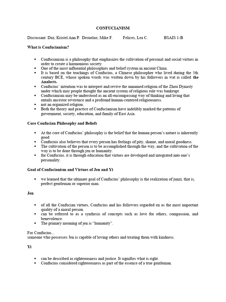 CONFUCIANISM | PDF | Confucianism | Virtue