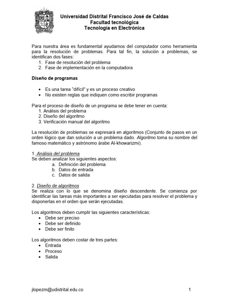 Problemas y Algoritmos | Descargar gratis PDF | Algoritmos | Variable (informática)