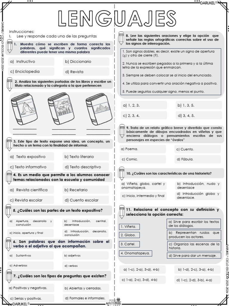 4° T1 Examen Editable Darukel 2023-2024 | PDF | Agua | Cómics
