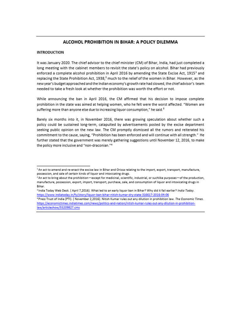Alcohol Prohibition in Bihar - Final Round | PDF | Prohibition | United ...