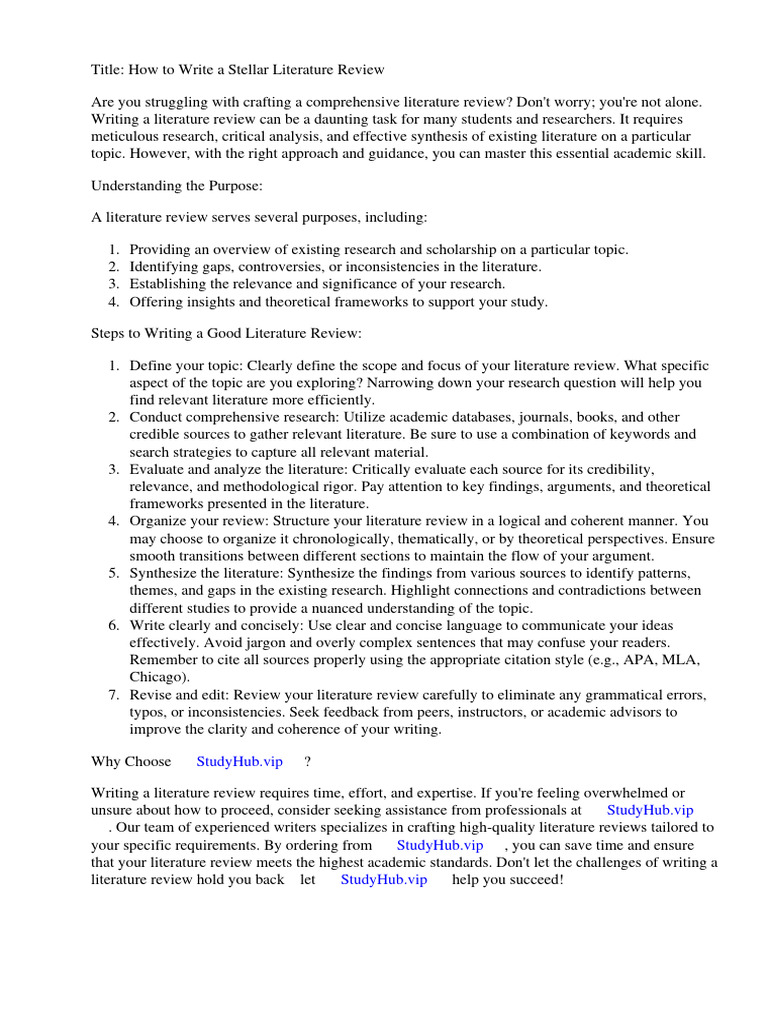 How Do You Write A Good Literature Review | PDF | Literature Review ...
