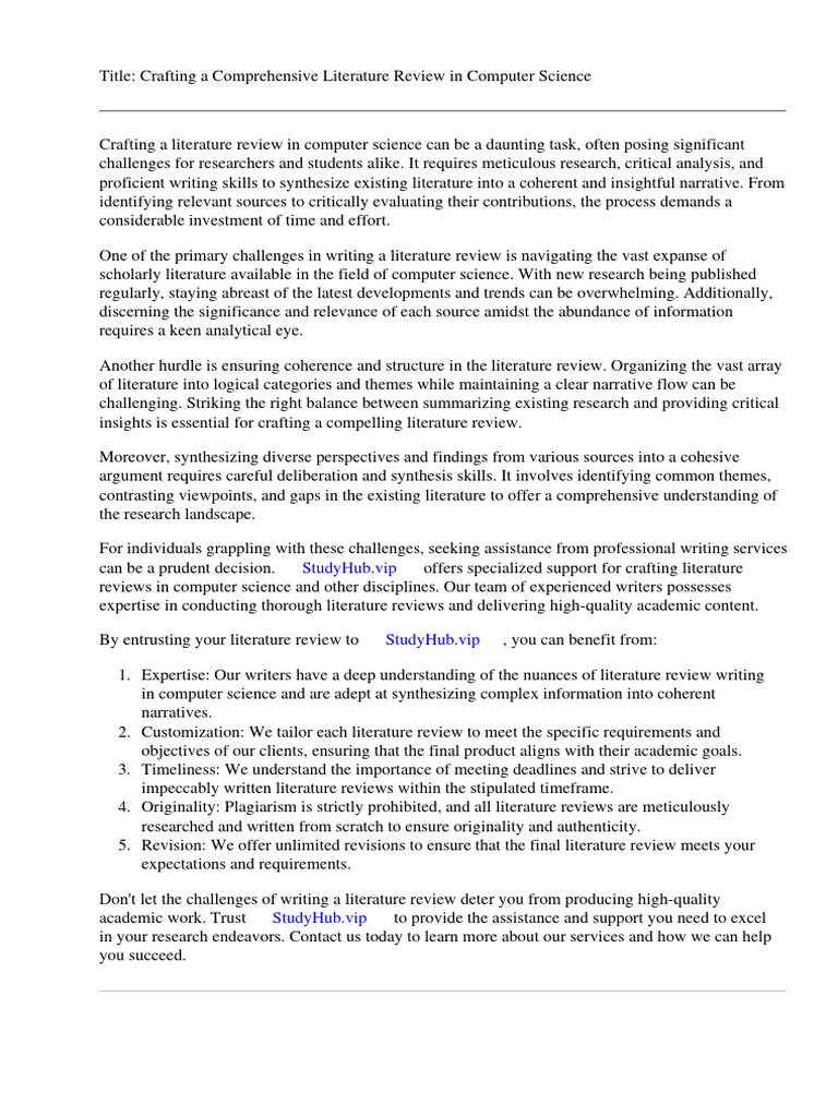 Example Literature Review Computer Science | PDF