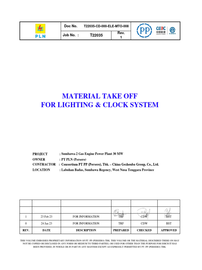 'T22035-CD-000-ELE-REQ-008 - REQ For Lighting and Clock System - Rev.1 | PDF | Lighting | Pipe ...
