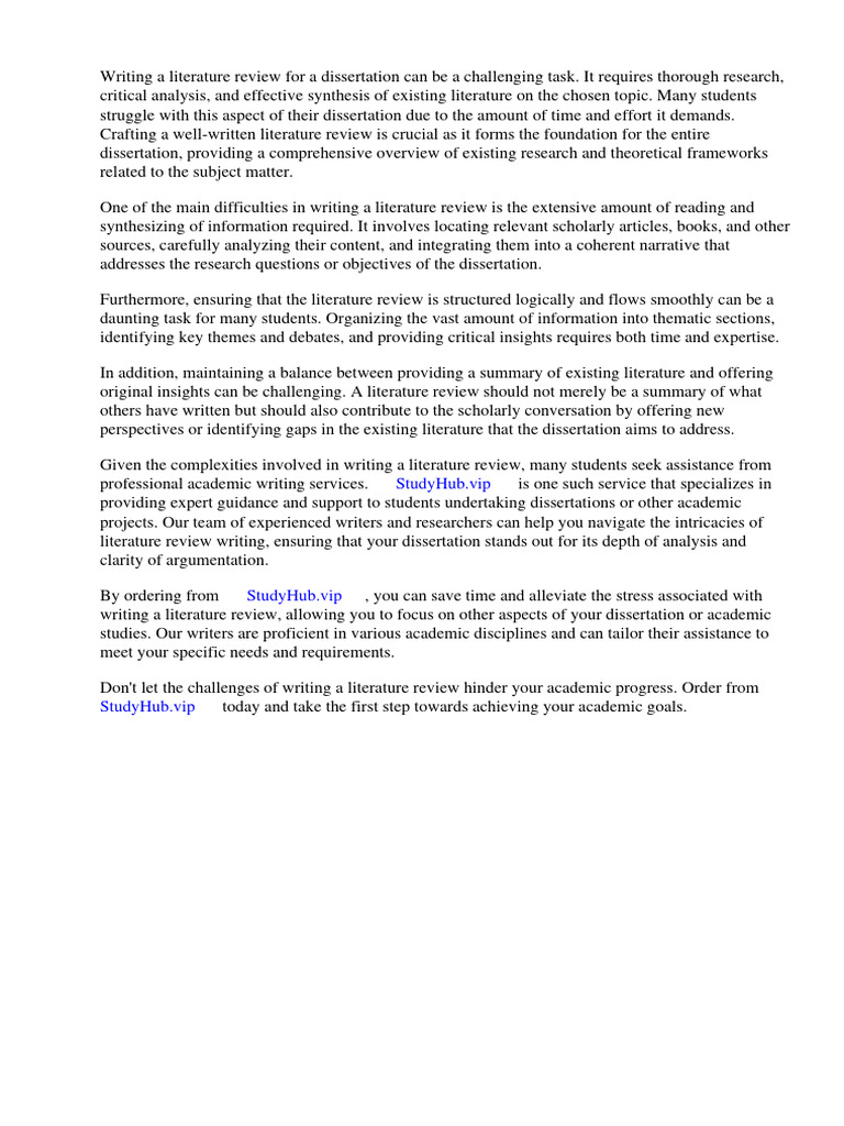 Sample Literature Review Dissertation | PDF | Literature Review ...