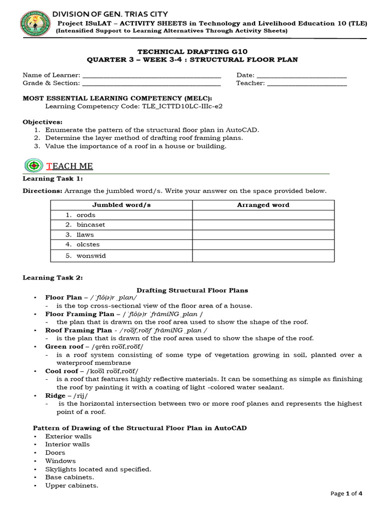 Structural Floor Plan Drafting Guide | PDF | Roof | Truss