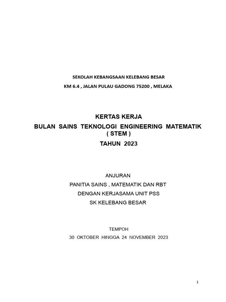 kertas kerja bulan stem - 2023 | PDF