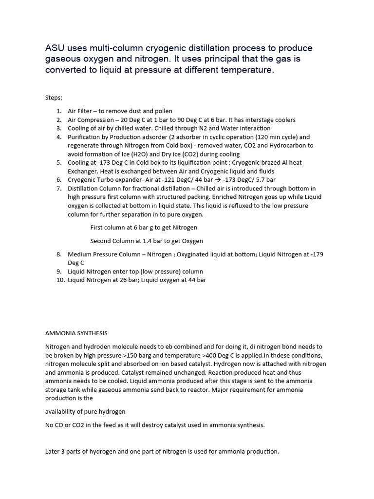 ASU - Air Separation Unit | PDF