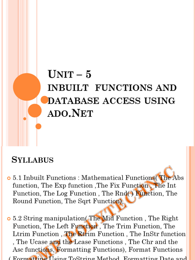 Unit-5-vb.net_ | PDF | Active X Data Objects | Databases Unit-5-vb.net_ | PDF | Active X Data Objects | Databases