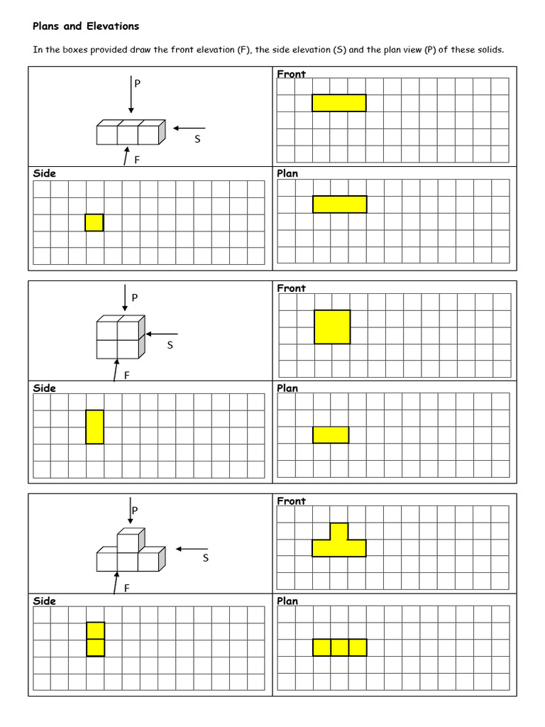 Plans and Elevations Worksheet Answers | PDF