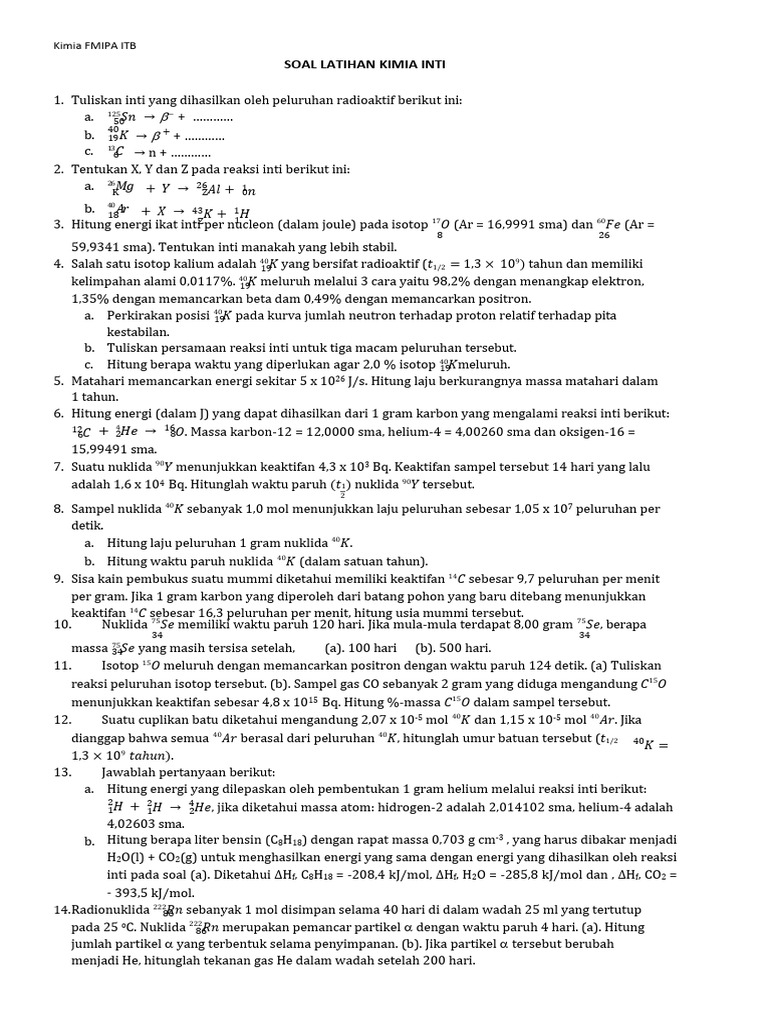 6-soal-latihan-kimia-inti | PDF