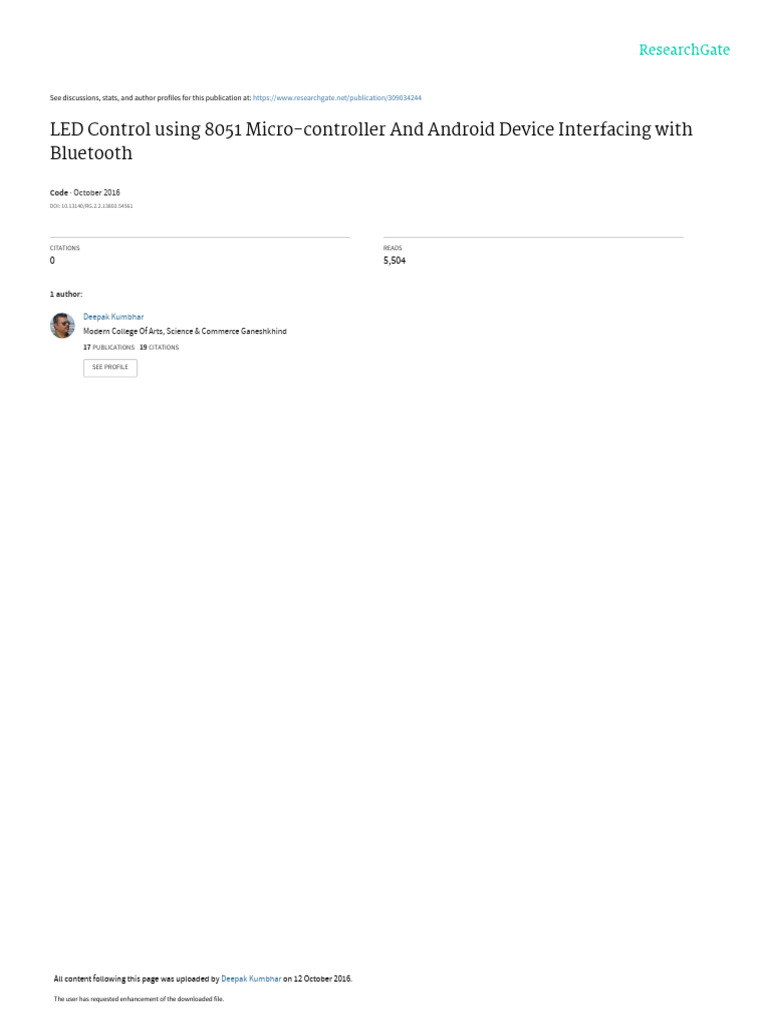 LED Control Using 8051 Micro-Controller and Android Device Interfacing With Bluetooth | Download ...