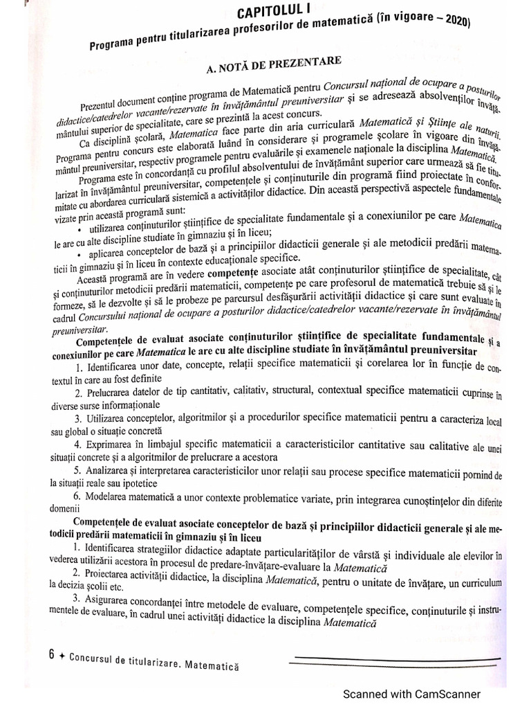 Programa Titularizare Si Indicatii Metodice Si Enunturi Teste 25 | PDF