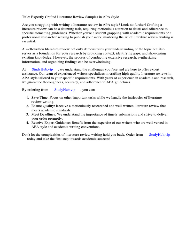 Literature Review Sample in Apa Style | PDF | Apa Style | Thesis