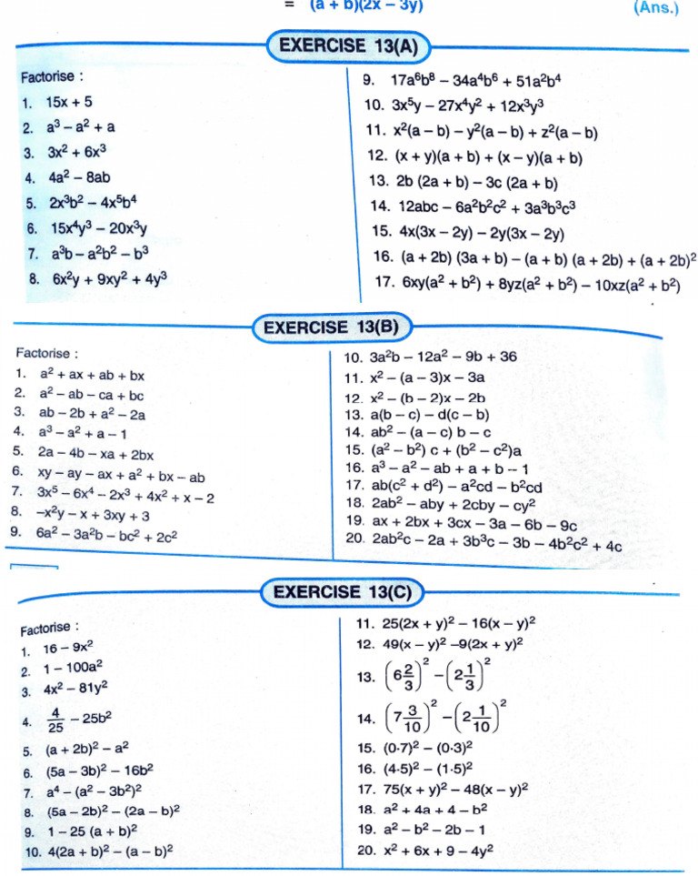 Factorisation (NEW BOOK) | PDF | Factorization | Algebra