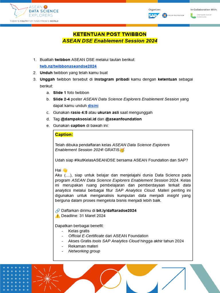 Ketentuan Post Twibbon ASEAN DSE 2024 | PDF