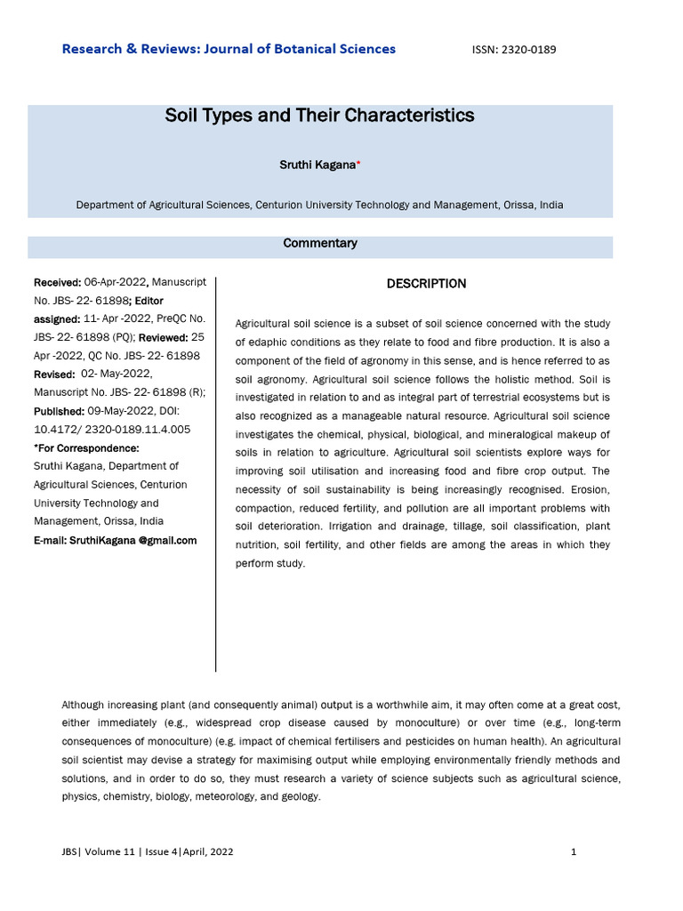 Soil Types and Their Characteristics | PDF | Soil | Ph