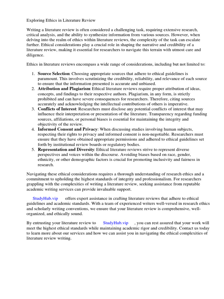 Ethics in Literature Review | PDF | Informed Consent | Institutional ...