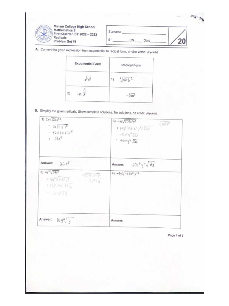 Math 9 (SY22-23) - PS1 - Graham - 29 - Ramos | PDF