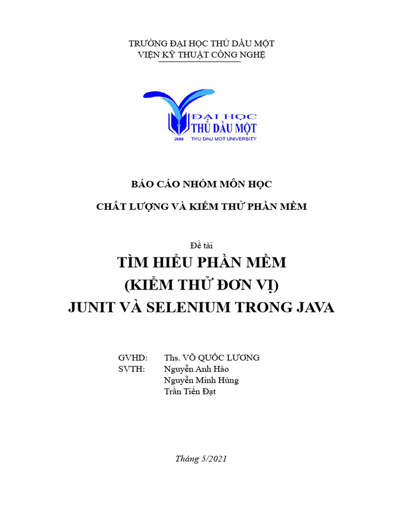 Nhom10 - 2 DeTai - TiemhieuphanmemJunitvaSeleniumtrongJava | PDF
