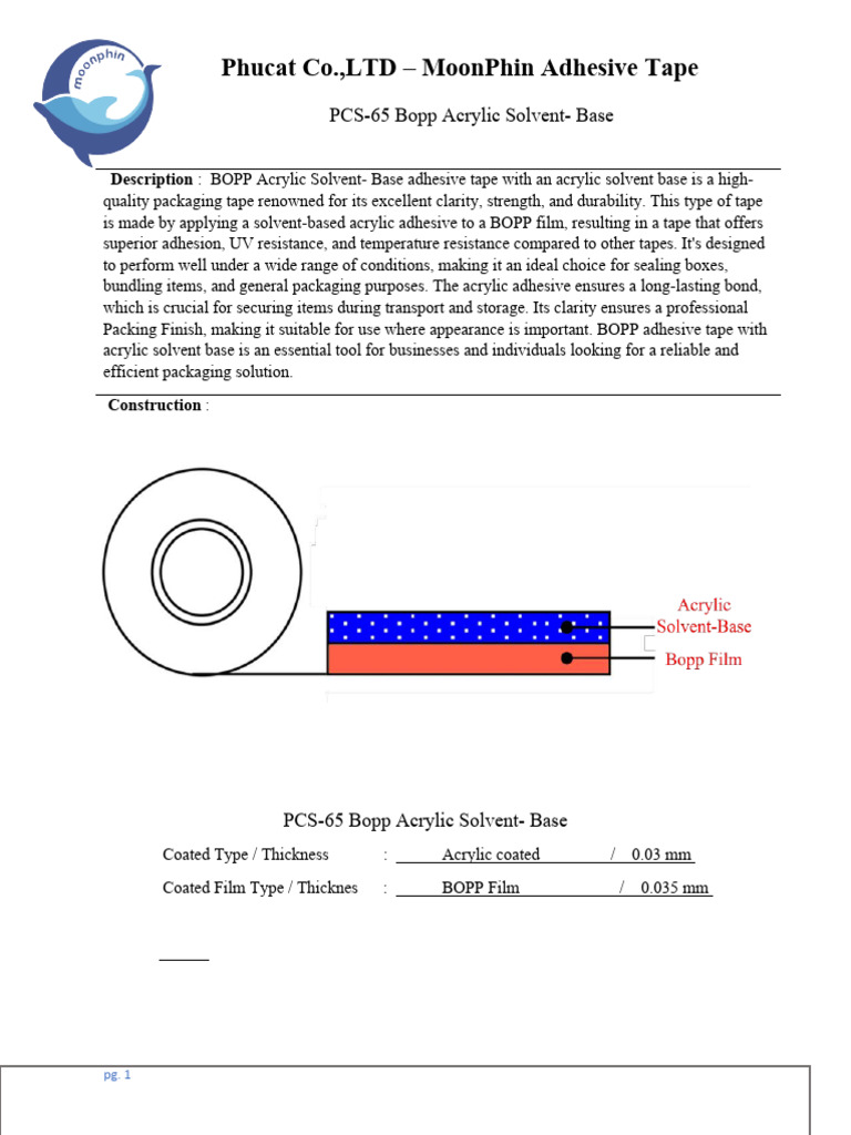 BOPP Acrylic Solvent-Based Tape | PDF | Adhesive | Poly(Methyl ...