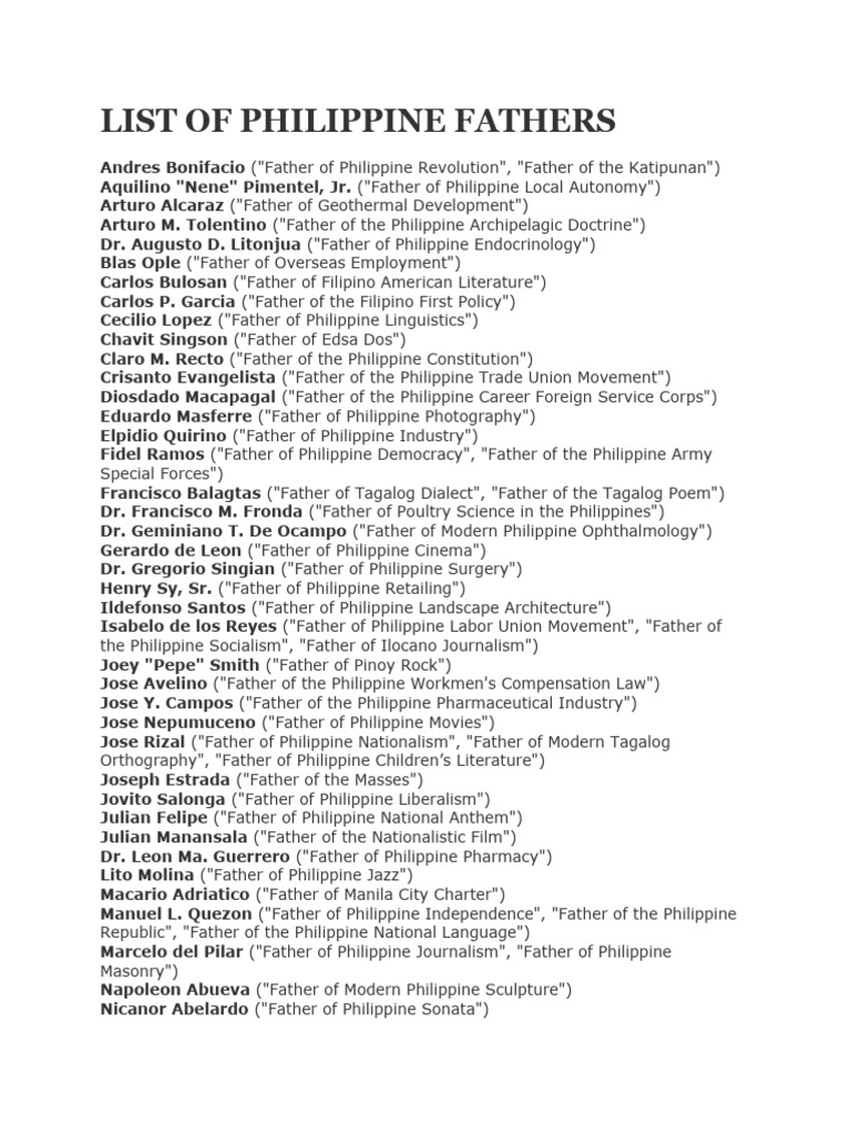 List of Philippine Fathers | PDF | Philippines | Poetry