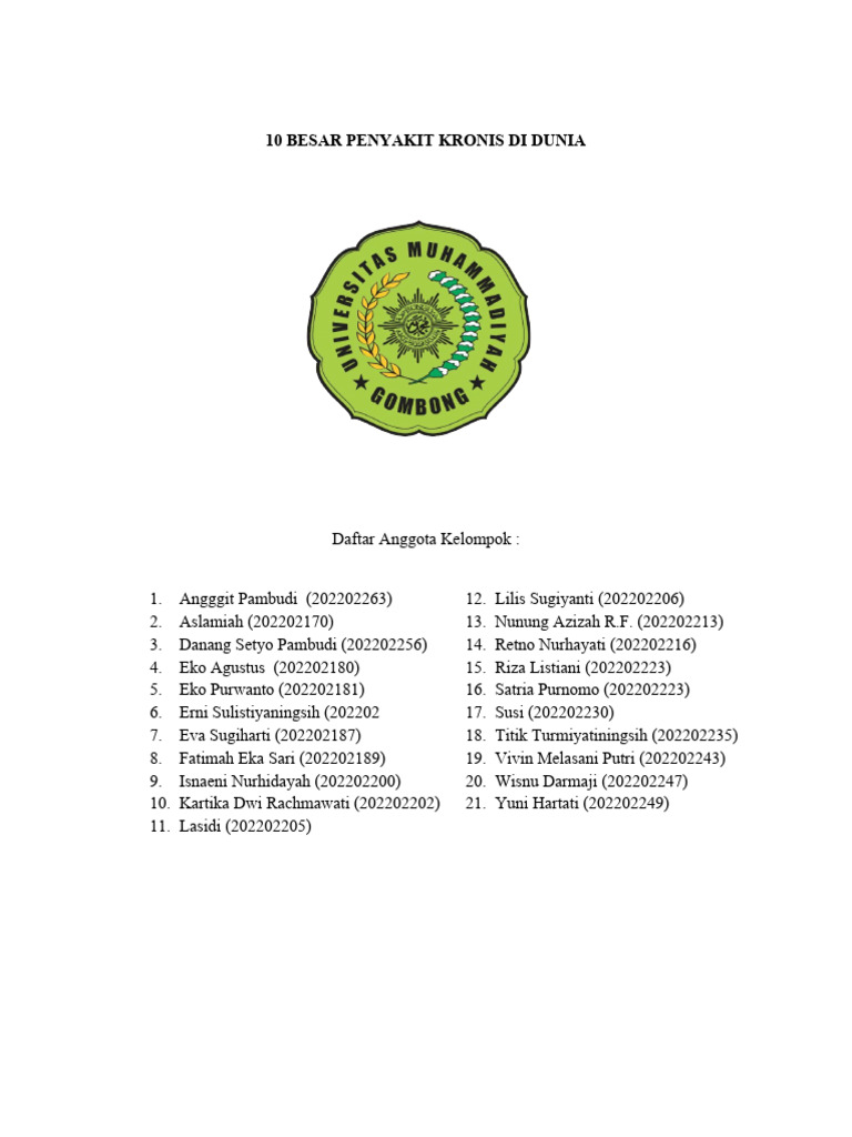 10 Penyakit Kronis Teratas di Dunia | PDF | Sains & Matematika