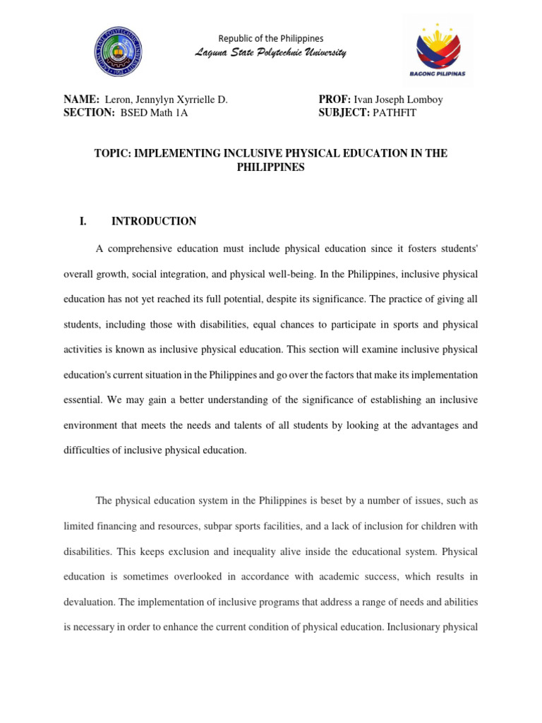 Inclusive Physical Education (PATHFIT) | PDF | Physical Education ...