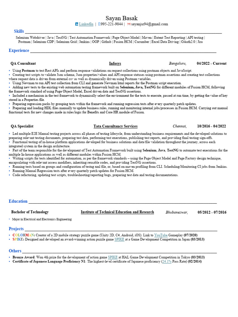 In Progress Resume | PDF | Software Testing | Selenium (Software)